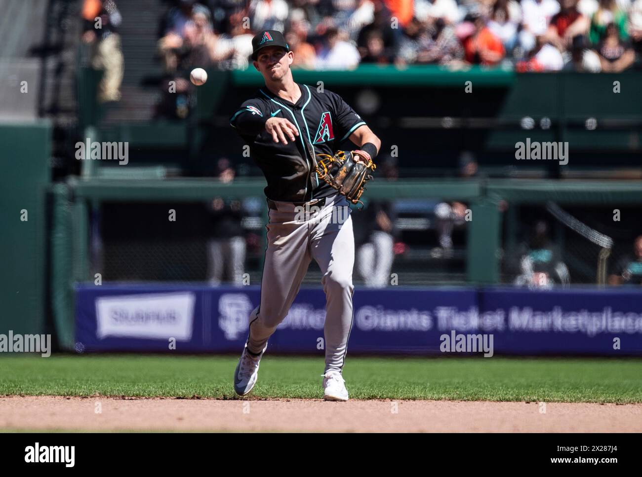 April 20 2024 San Francisco CA, U.S.A. Arizona shortstop Kevin Newman ...