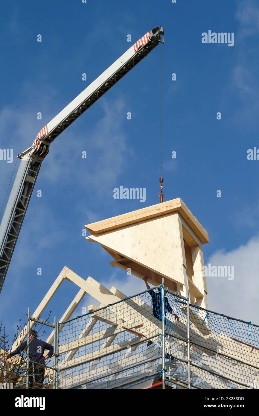 installation of a new dormer on rooftop Stock Photo - Alamy