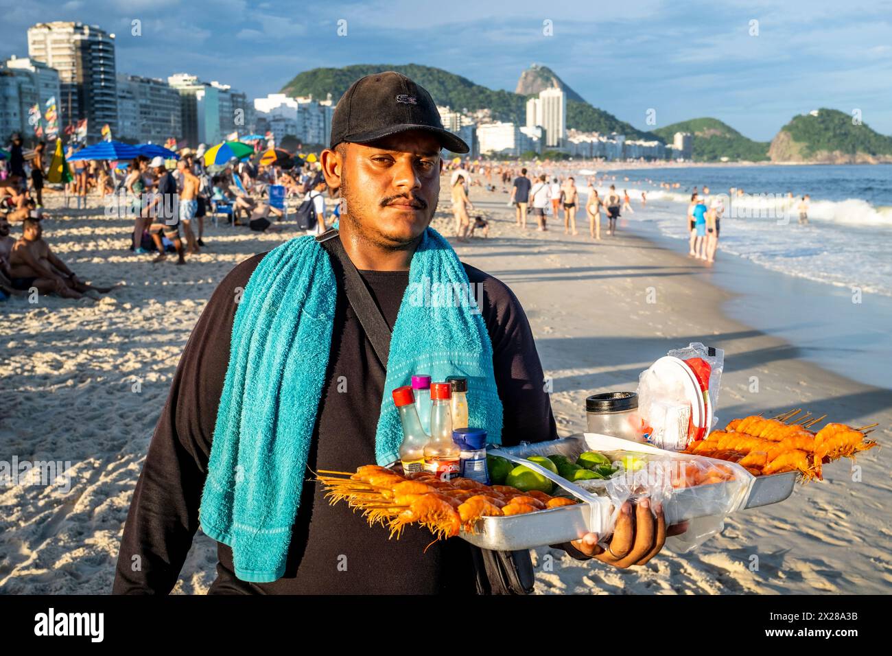 A Food Vendor On Copacabana Beach, Rio de Janeiro, Brasil Stock Photo ...