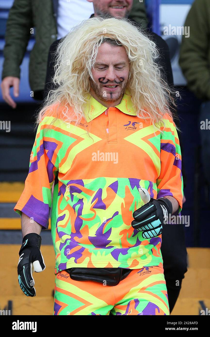 Birkenhead, UK. 20th Apr, 2024. A Tranmere Rovers fan in fancy dress ...