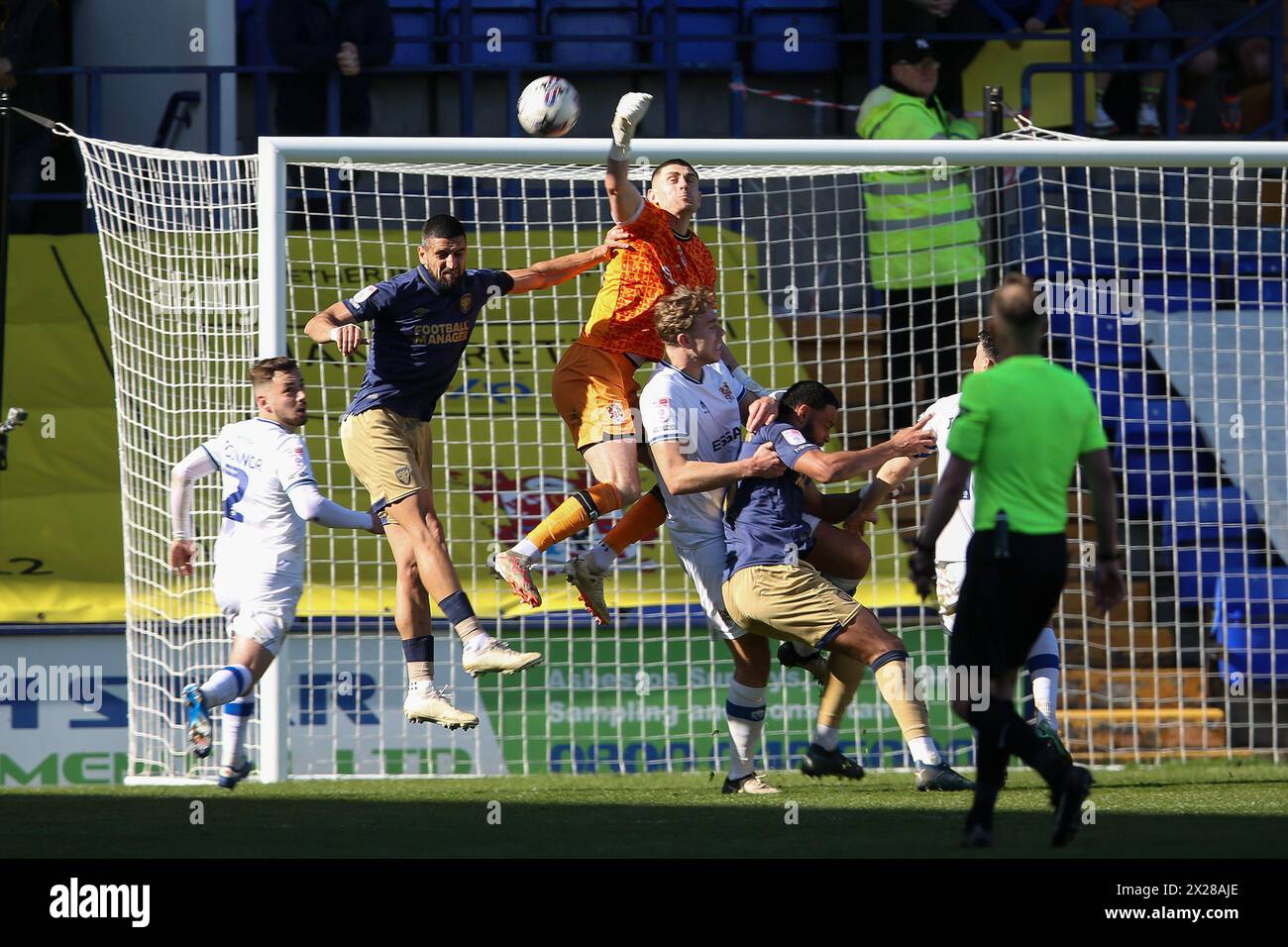 Birkenhead, UK. 20th Apr, 2024. Luke McGee, the goalkeeper of Tranmere ...