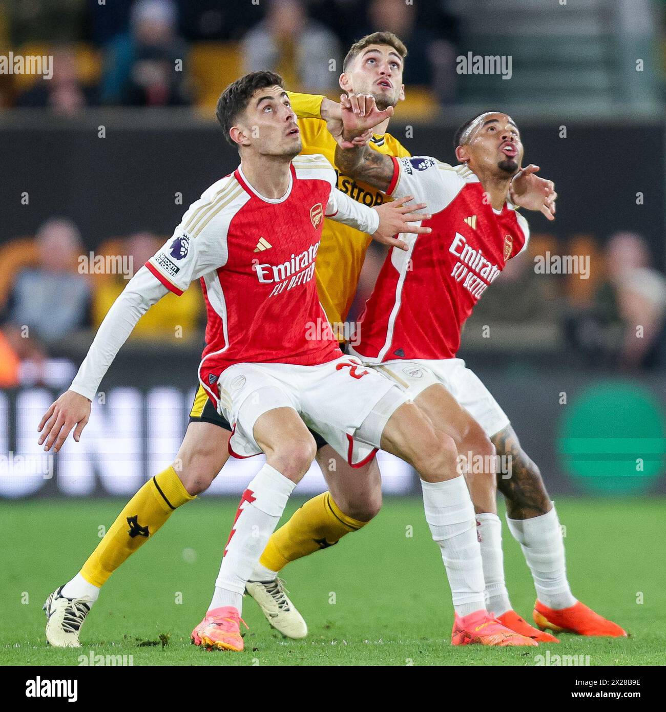 Wolverhampton, UK. 20th Apr, 2024. Players from both teams keep their ...