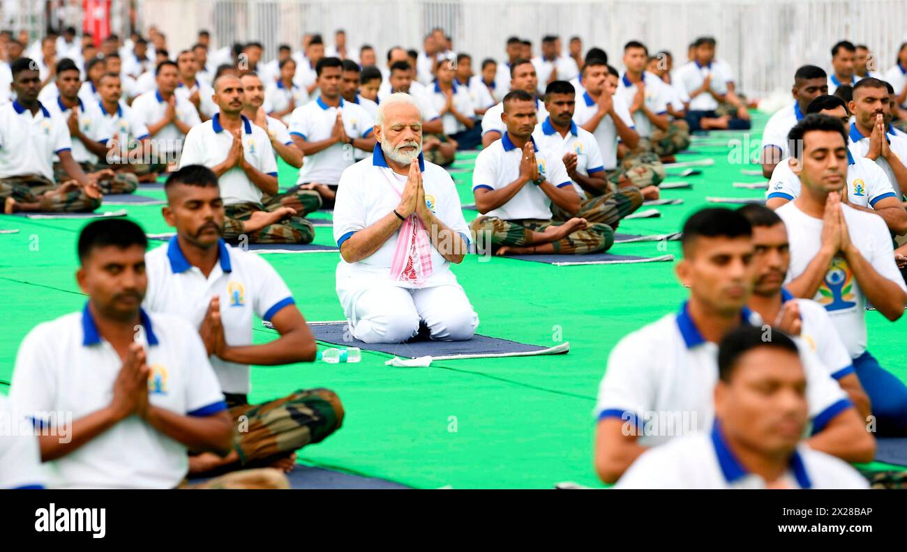Ranchi, India. 21 June, 2019. Indian Prime Minister Narendra Modi takes ...