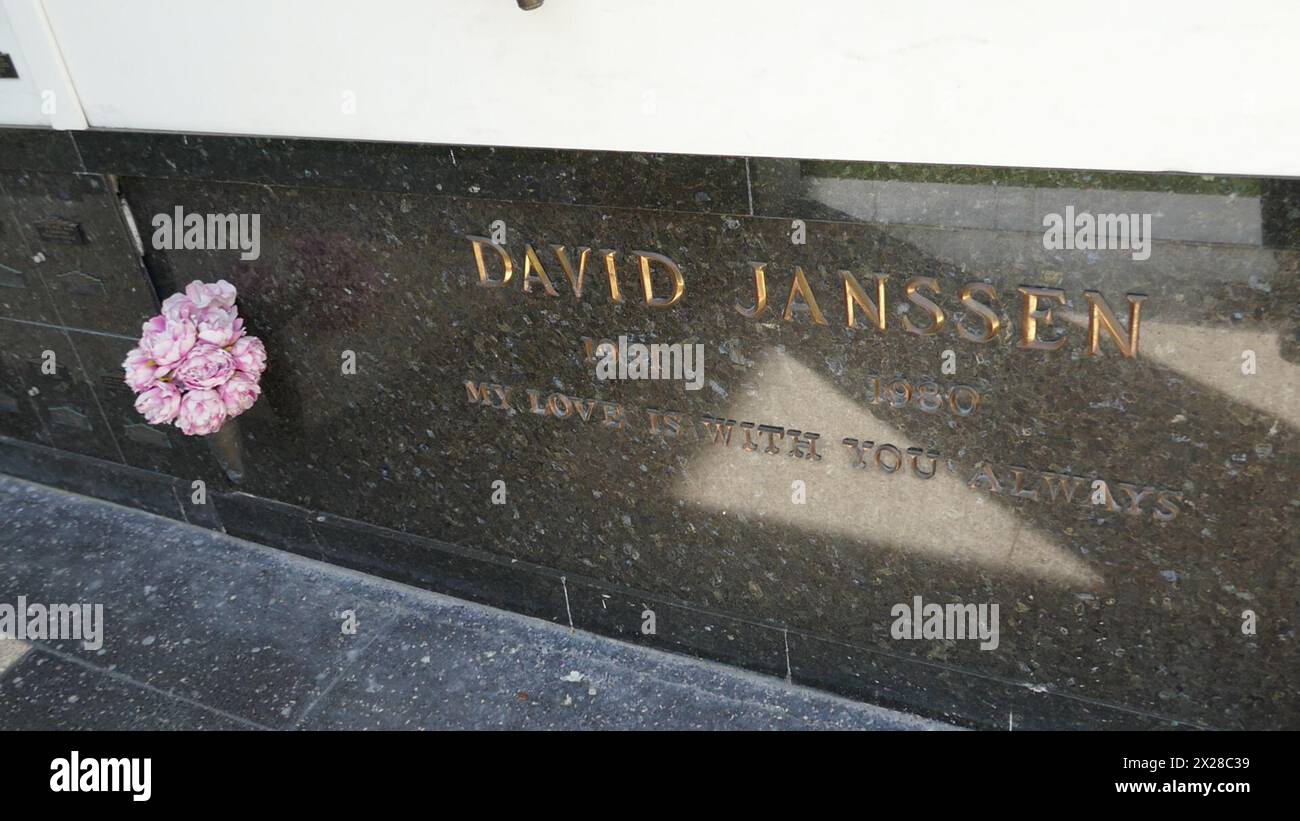 Culver City, California, USA 18th April 2024 Actor David Janssen Grave at Hillside Memorial Park ...