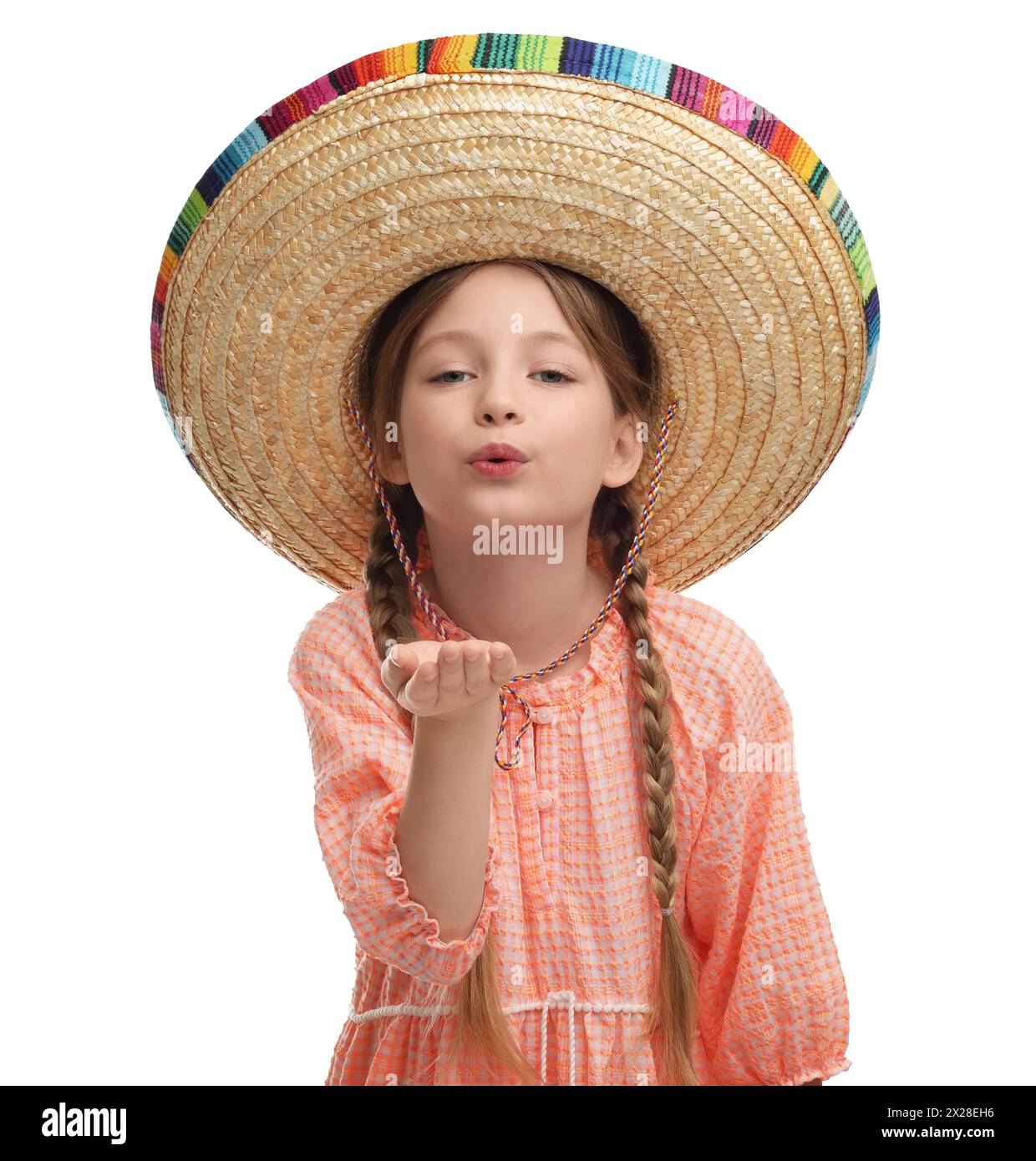 Preteen girl blowing kiss hi-res stock photography and images - Alamy