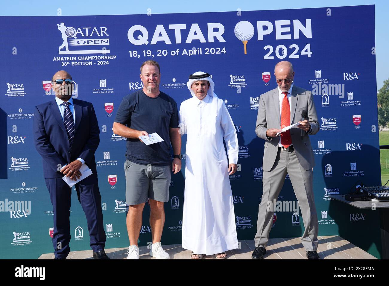 Doha, Qatar. 20th Apr, 2024. The podium winners at the Qatar Open ...