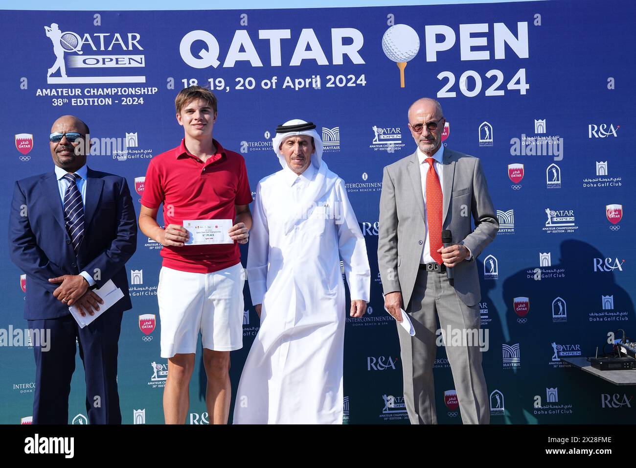Doha, Qatar. 20th Apr, 2024. The podium winners at the Qatar Open ...