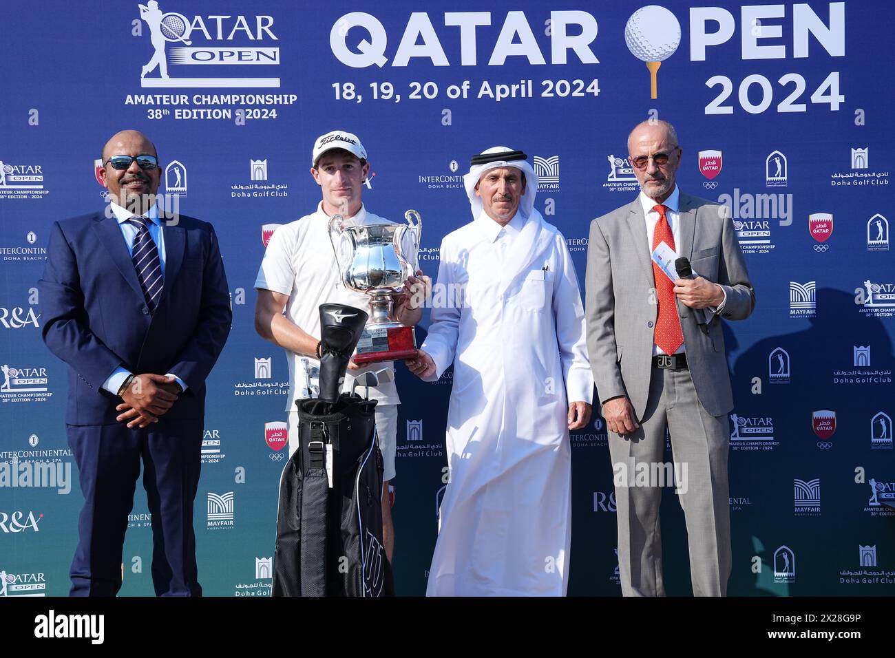 Doha, Qatar. 20th Apr, 2024. The podium winners at the Qatar Open ...
