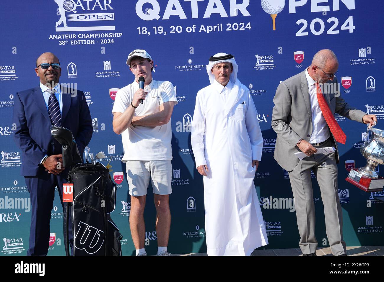 Doha, Qatar. 20th Apr, 2024. The podium winners at the Qatar Open ...