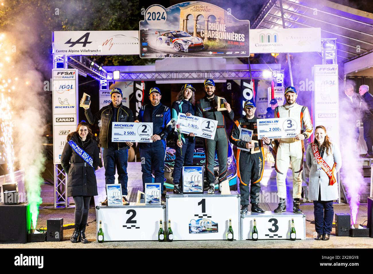 CAPELLI Thomas, CAPELLI Marine, Peugeot 208, podium, NICOLAS Francis ...