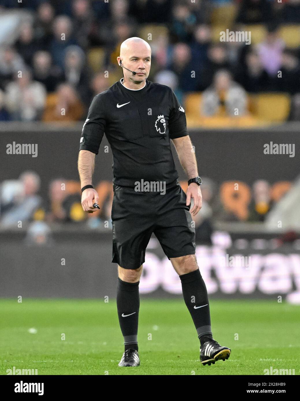 Referee Paul Tierney, during the Premier League match Wolverhampton ...