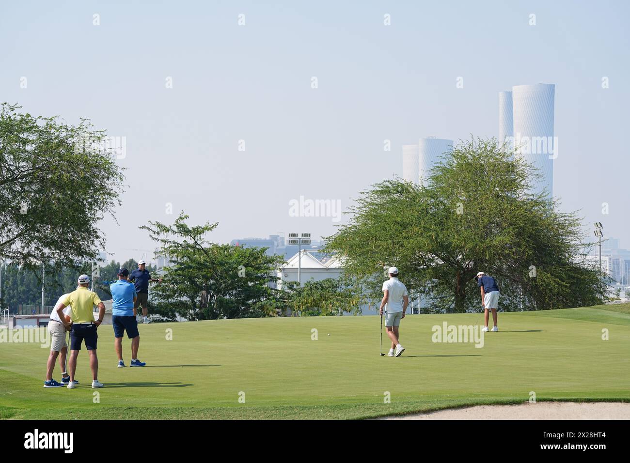 Doha, Qatar. 20th Apr, 2024. Golfers in action at the Qatar Open ...