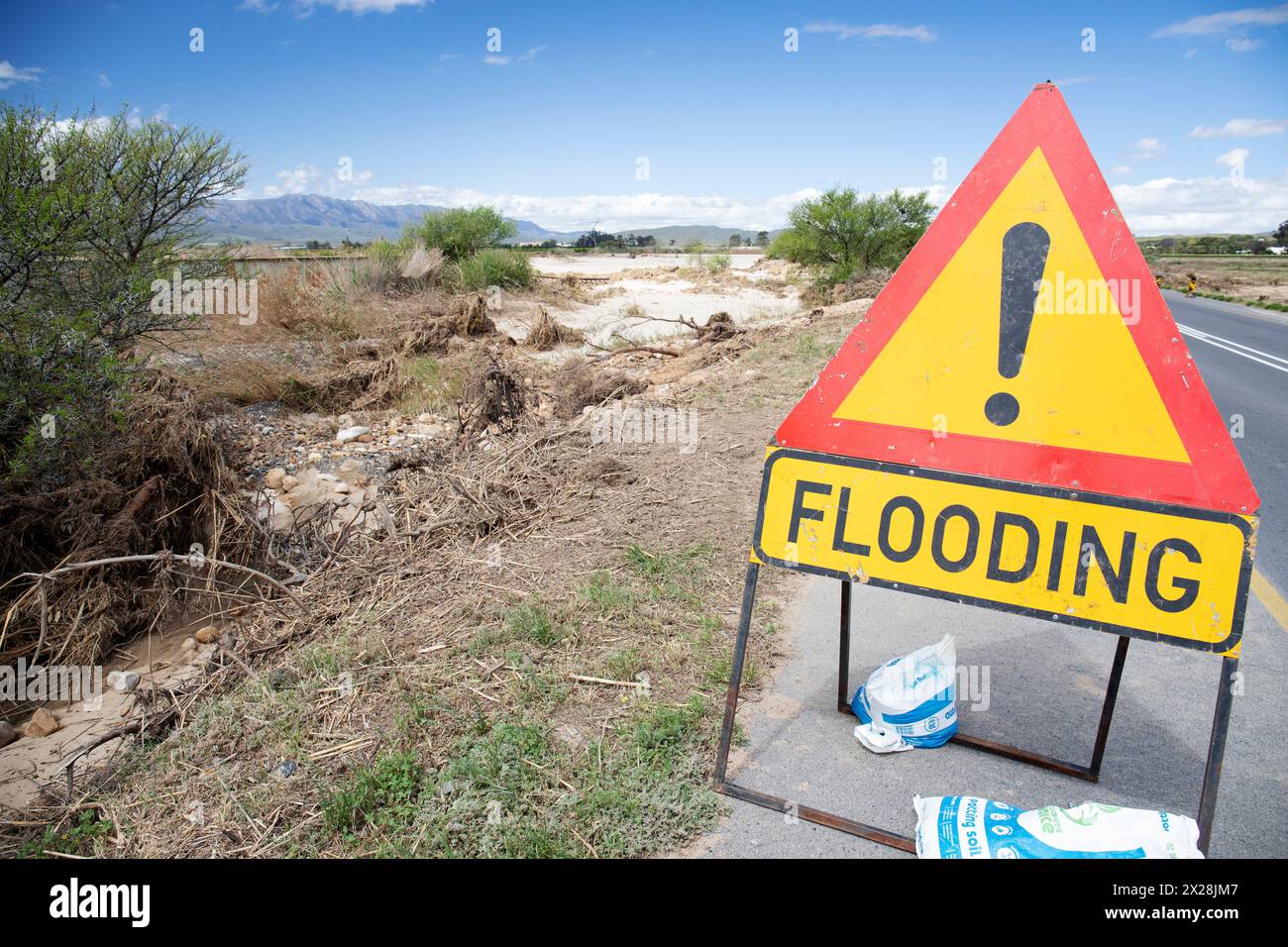 Flood warning sign, Western Cape, South Africa Stock Photo - Alamy