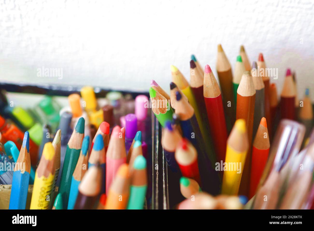 colored pencils in a box Stock Photo - Alamy