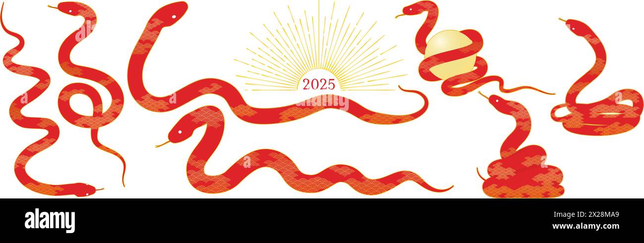 Nengajo (New Year's greeting card) material for the year of the snake ...