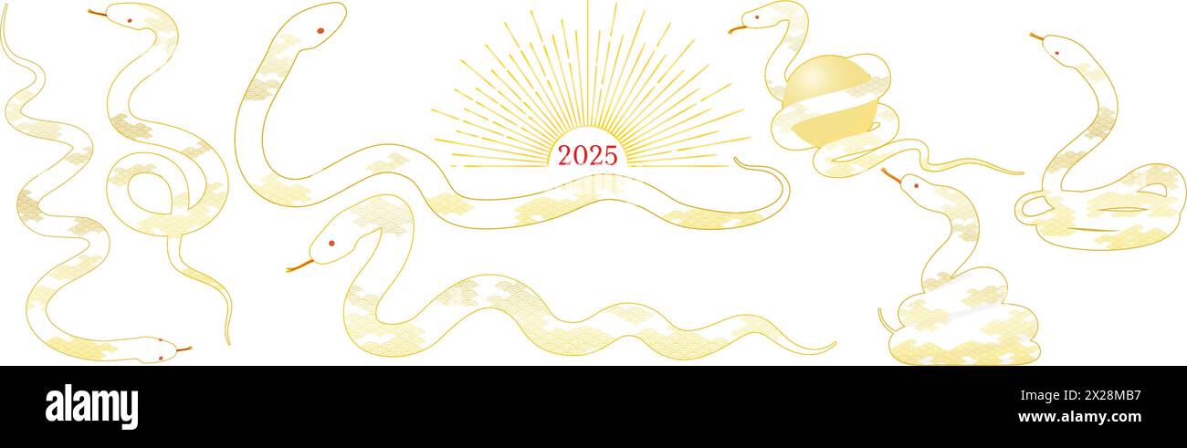 Nengajo (New Year's card) material for the year of the Snake 2025, set ...