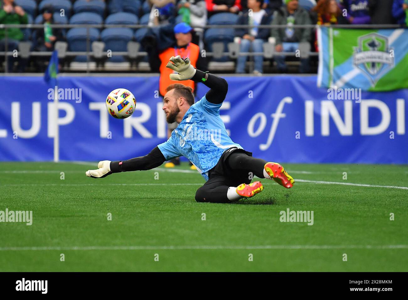 Seattle, WA, USA. 20th Apr, 2024. Seattle Sounders goalkeeper Stefan ...