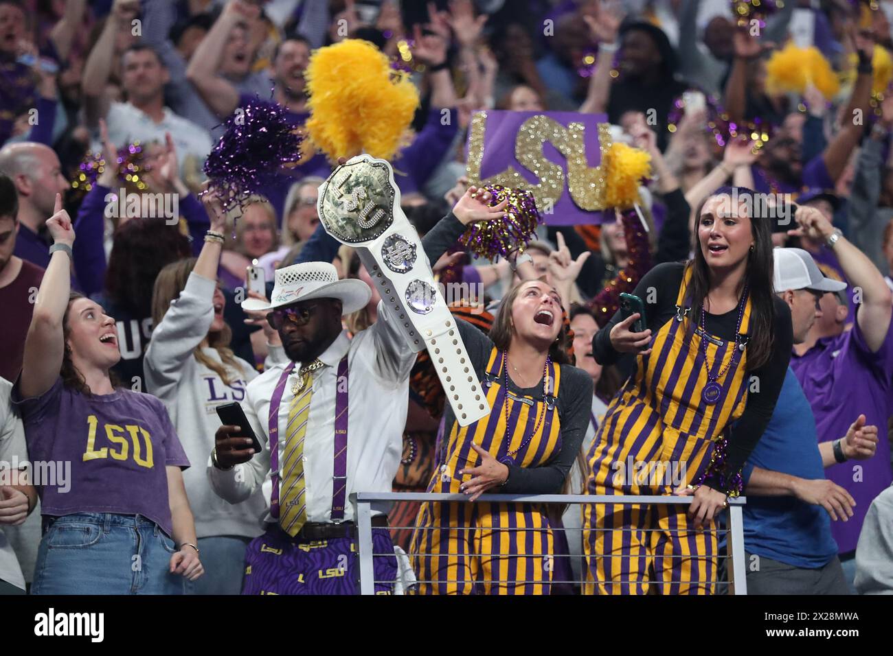 Fort Worth, Texas, USA. 20th Apr, 2024. LSU fans cheer and show their ...