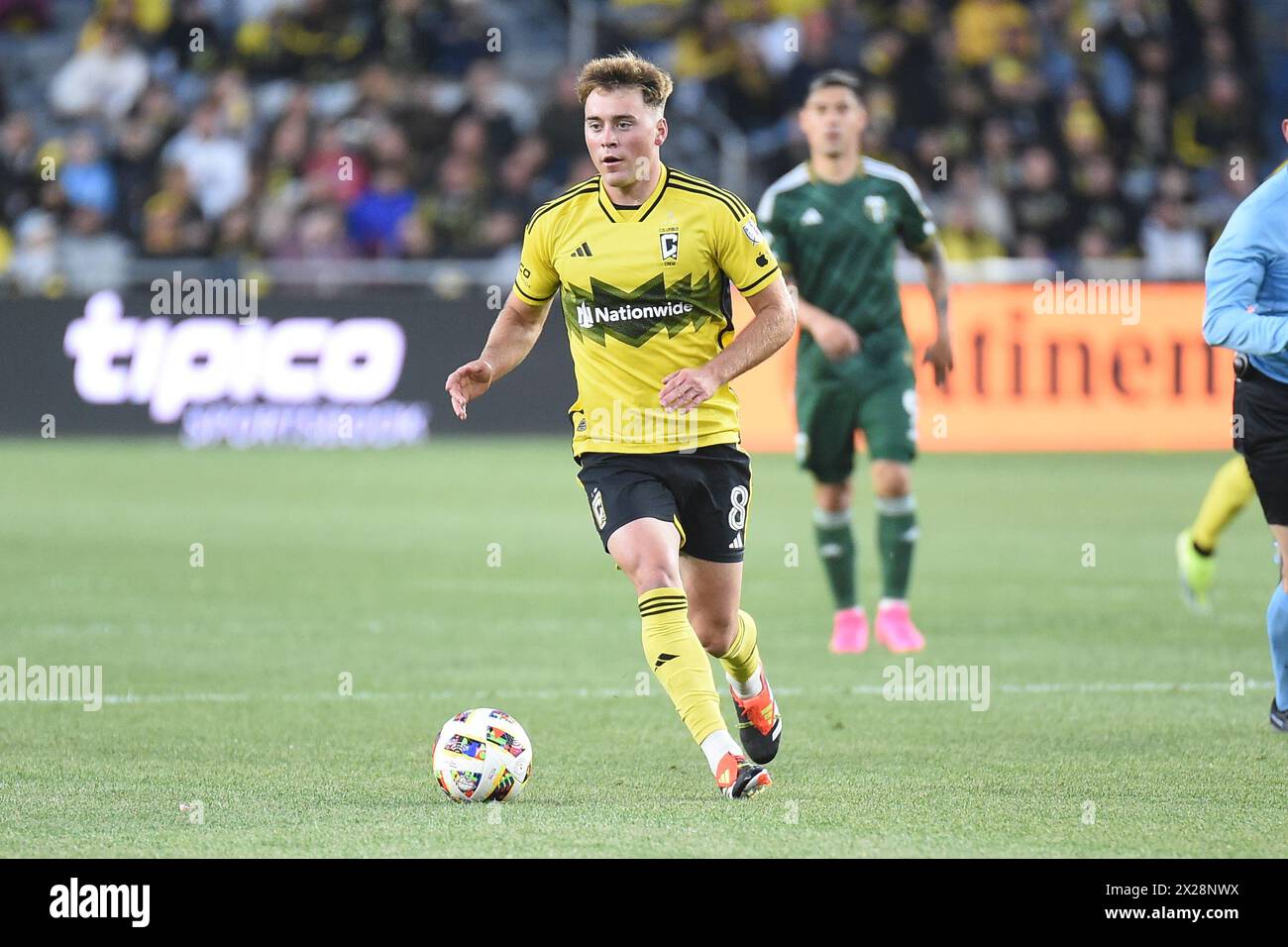 Columbus, Ohio, USA. 20th Apr, 2024. Columbus Crew midfielder Aidan ...