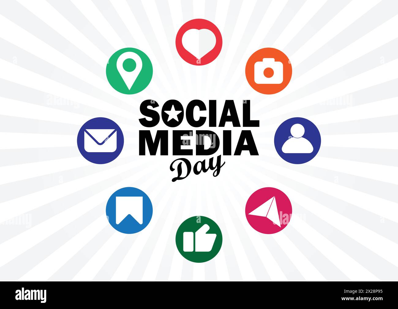 Social Media Day wallpaper with shapes and typography, banner, card ...