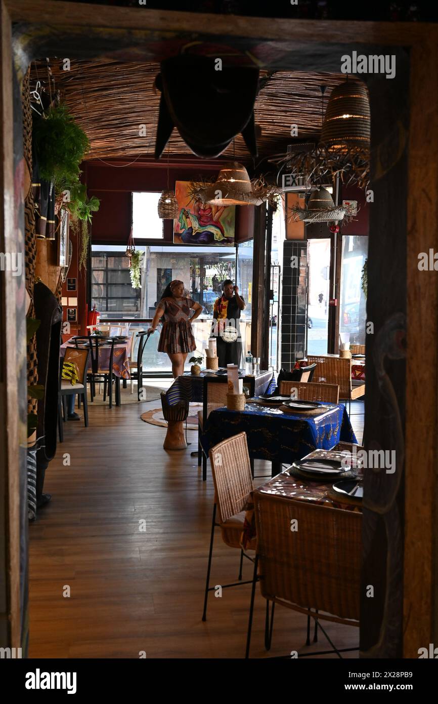 View of the interior of Mama Africa, a tyipical african restaurant in ...