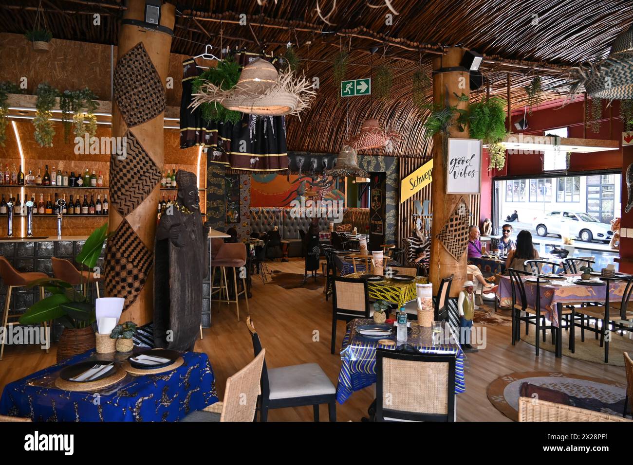 View of the interior of Mama Africa, a tyipical african restaurant in ...