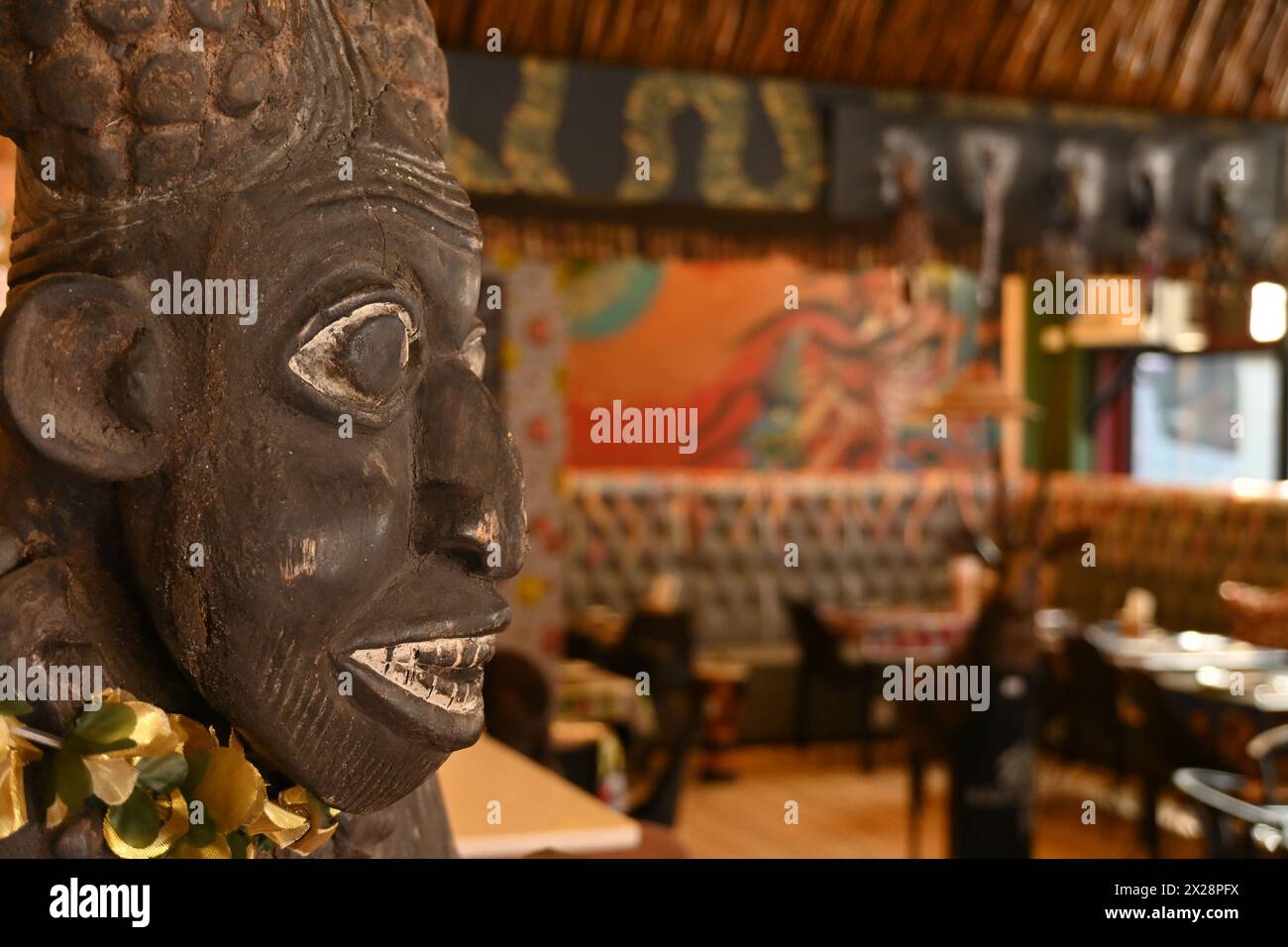 View of the interior of Mama Africa, a tyipical african restaurant in ...