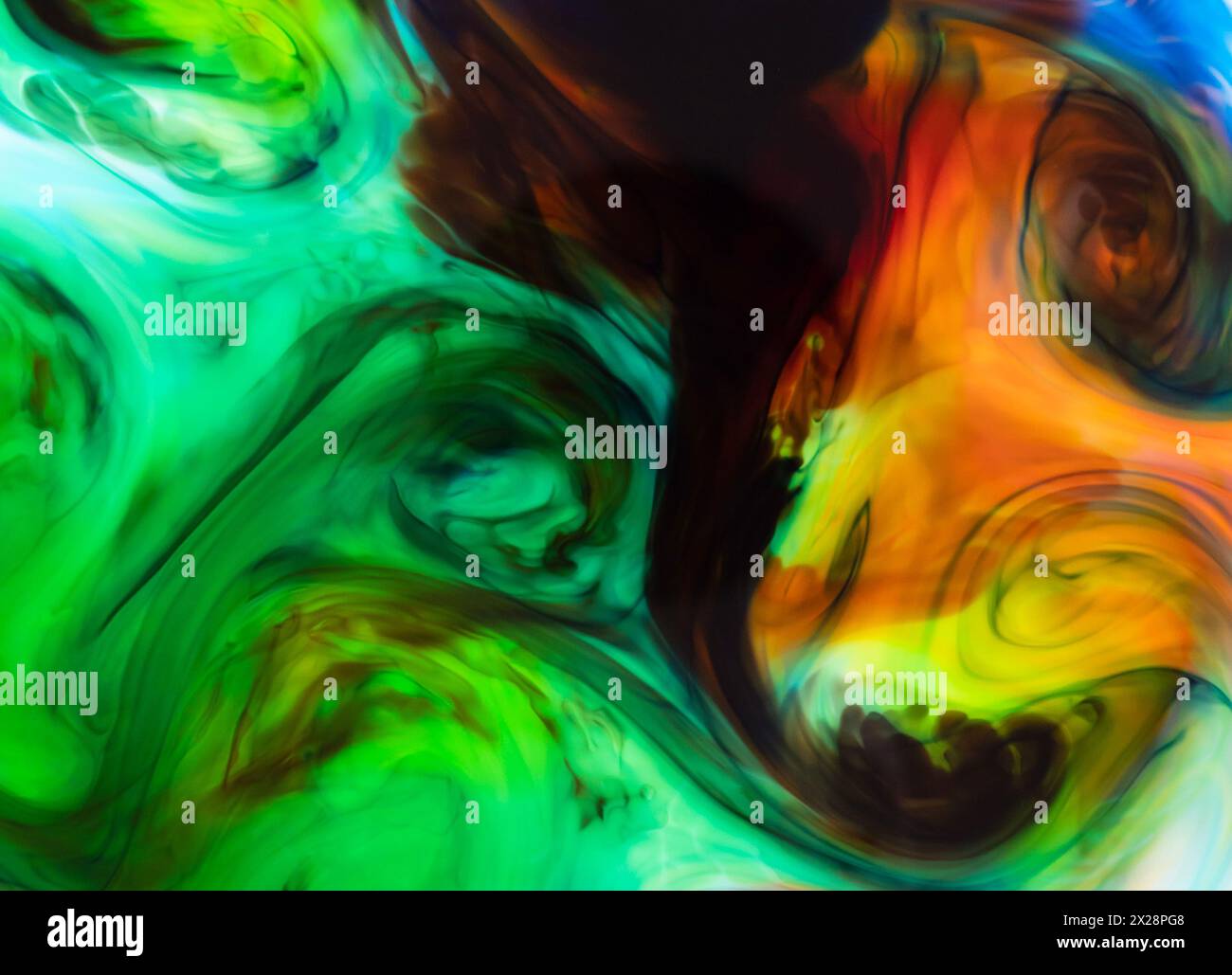liquid paints in slow blending flow. Beautiful abstraction of liquid ...