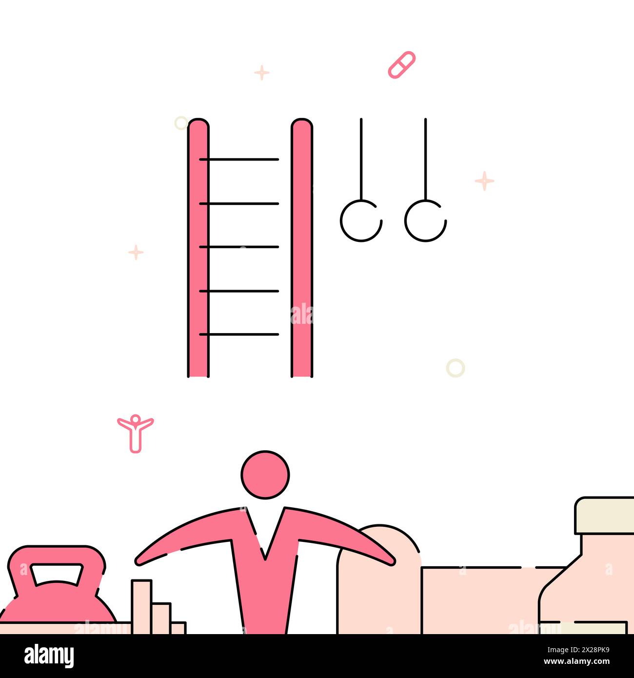 Wall bars and gymnastic rings filled line vector icon, simple ...