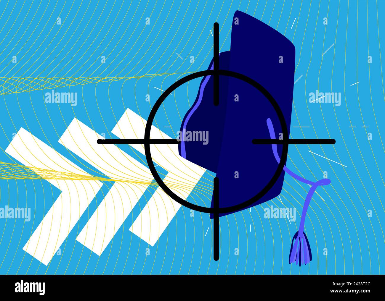 Graduation cap geometrical graphic retro theme background. Minimal ...