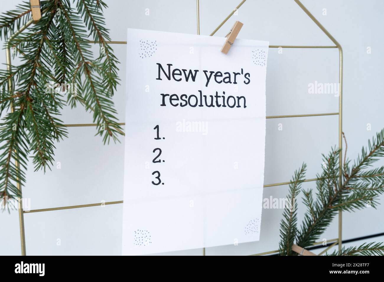 NEW YEAR'S RESOLUTION paper note on Dream board promises and aims ...