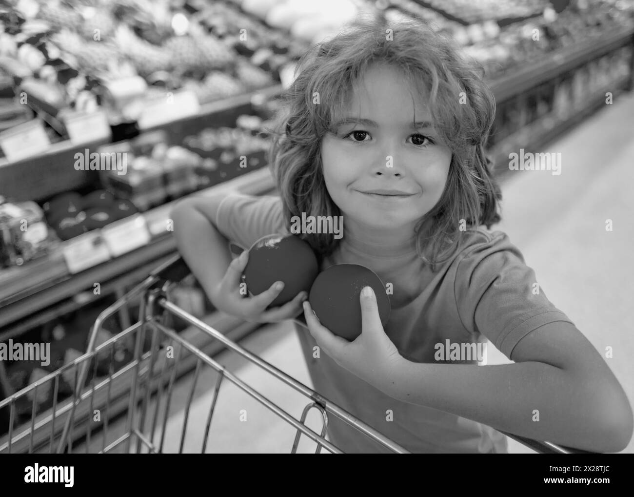 Supermarket customer children Black and White Stock Photos & Images - Alamy