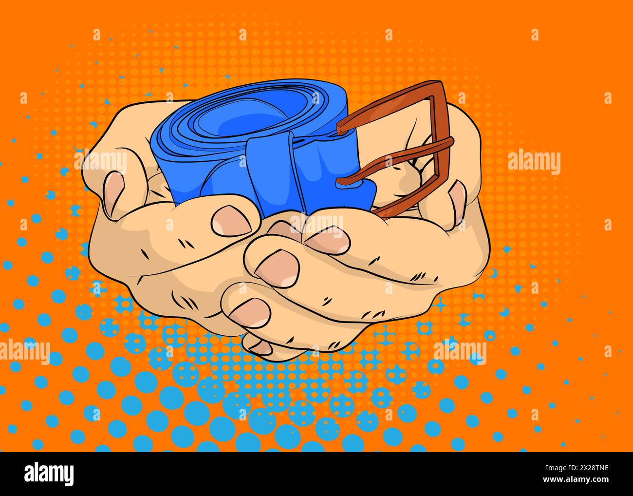 Cartoon, comic book human hands holding Men's Belts. Retro vector ...