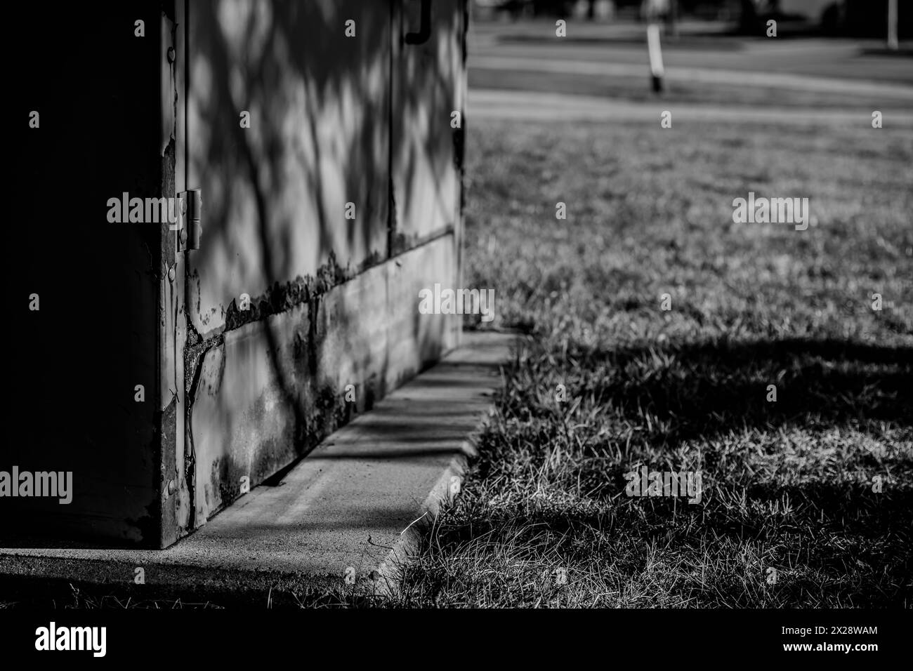 Rusted and peeling paint on an electrical transformer exposed to the ...