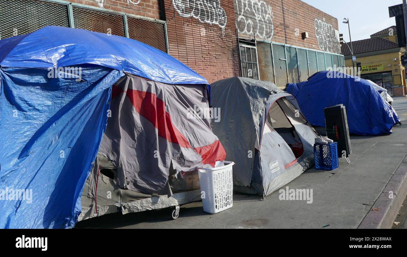 Los Angeles, California, USA 19th April 2024 Homeless Tents Camps on ...