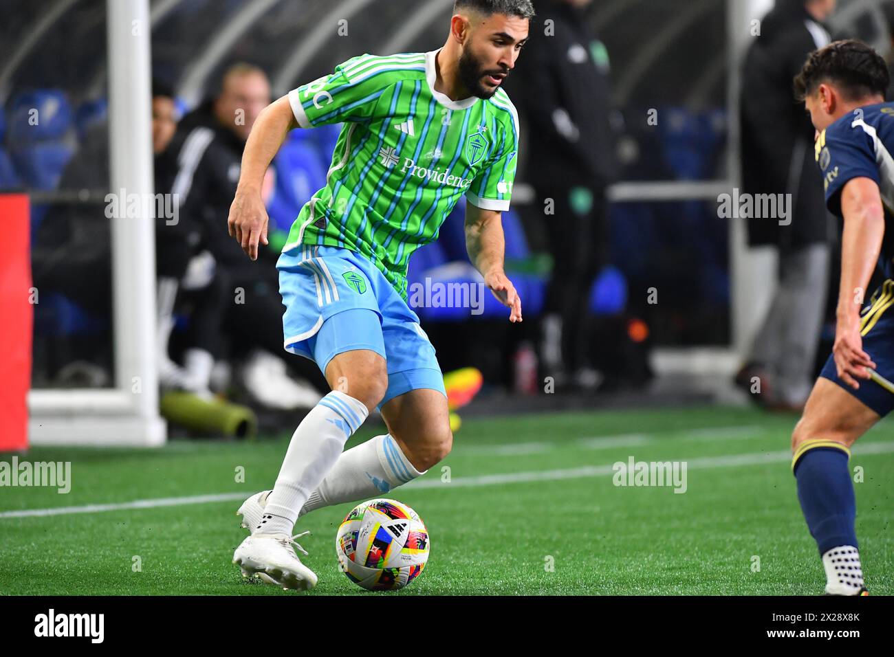 Seattle, WA, USA. 20th Apr, 2024. Seattle Sounders midfielder Alex ...