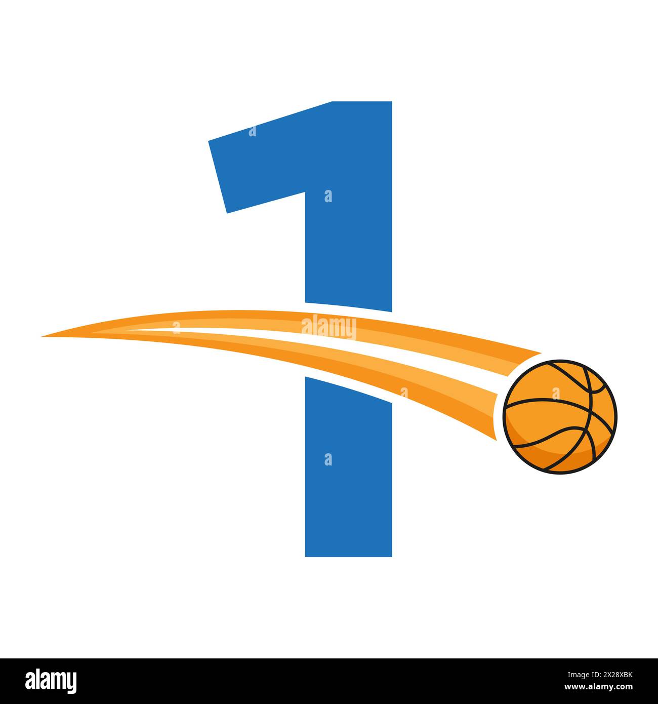 Basketball Logo On Letter 1 Concept With Moving Basketball Symbol ...