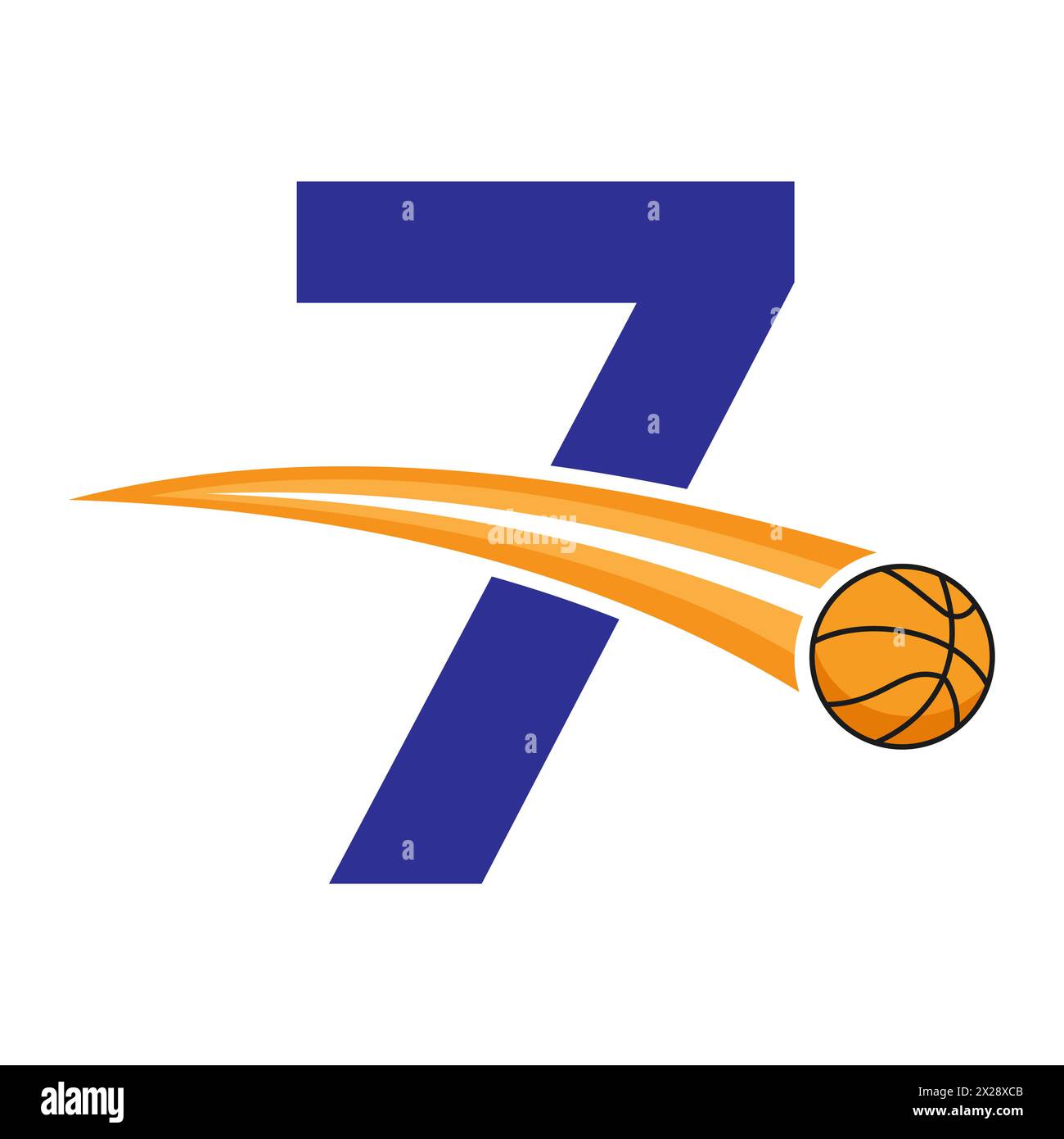 Basketball Logo On Letter 7 Concept With Moving Basketball Symbol ...
