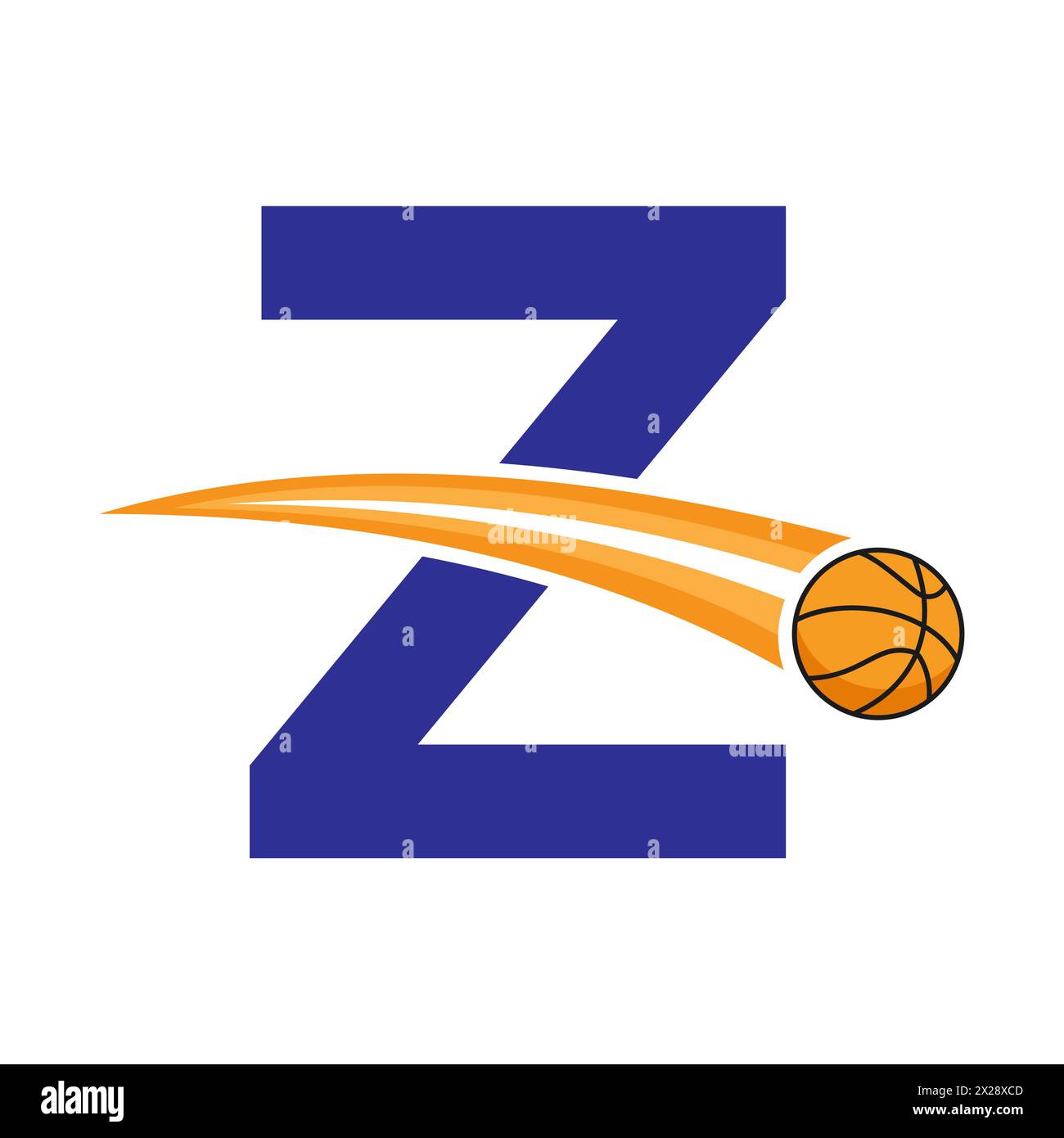Basketball Logo On Letter Z Concept With Moving Basketball Symbol ...