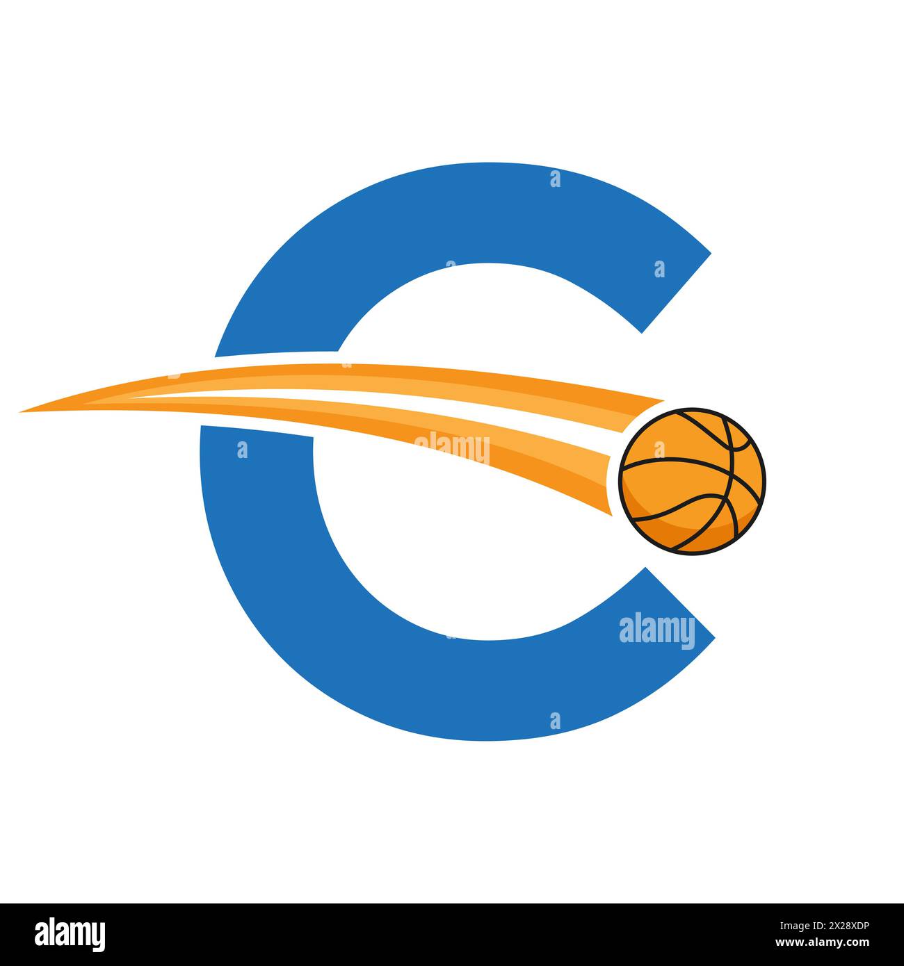 Basketball Logo On Letter C Concept With Moving Basketball Symbol ...