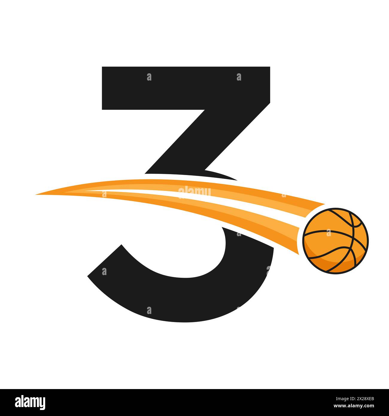 Basketball Logo On Letter 3 Concept With Moving Basketball Symbol ...