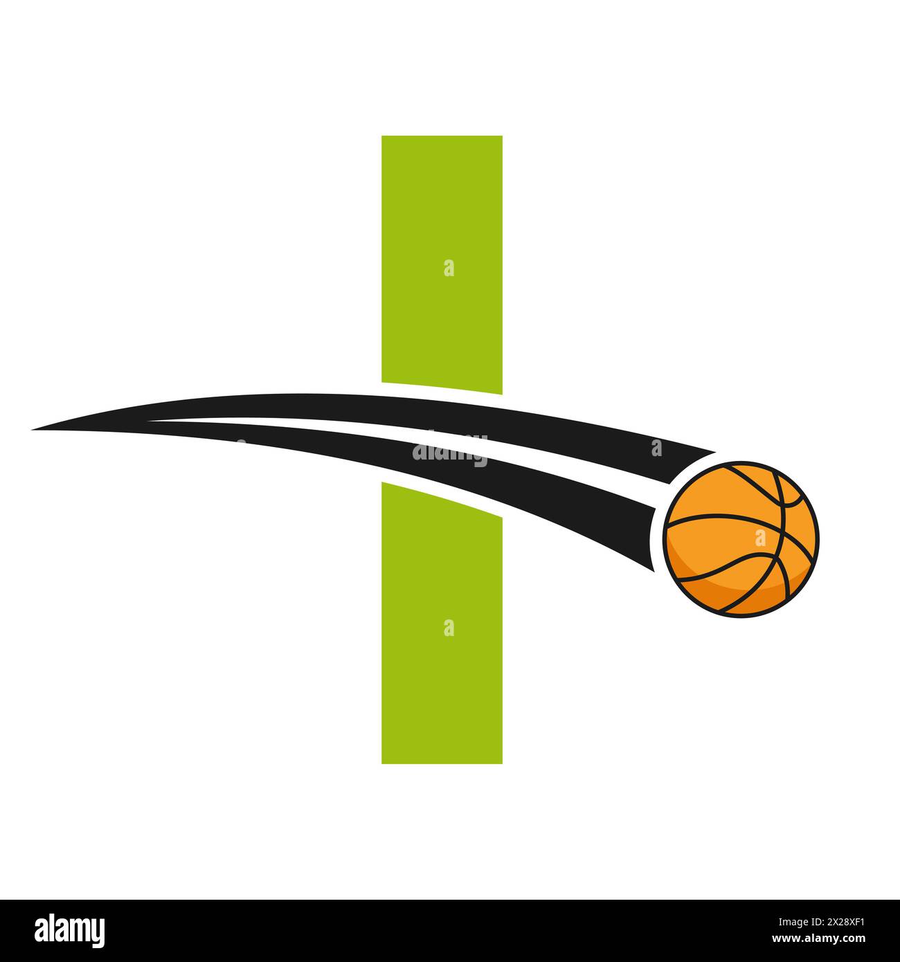 Basketball Logo On Letter I Concept With Moving Basketball Symbol ...