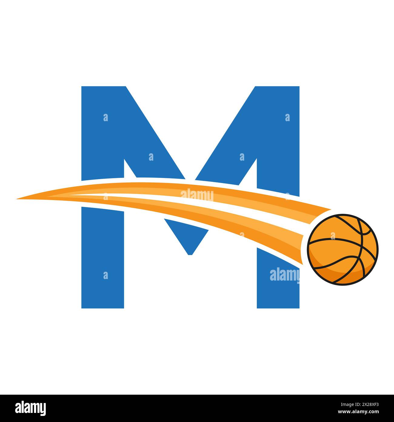Basketball Logo On Letter M Concept With Moving Basketball Symbol ...