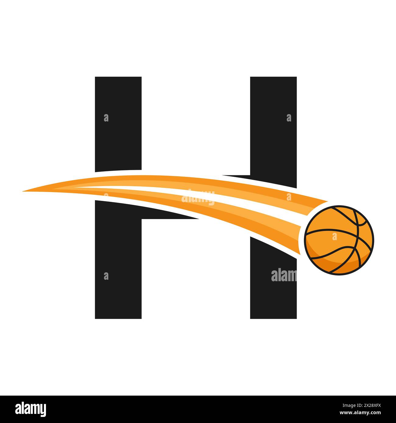 Basketball Logo On Letter H Concept With Moving Basketball Symbol ...
