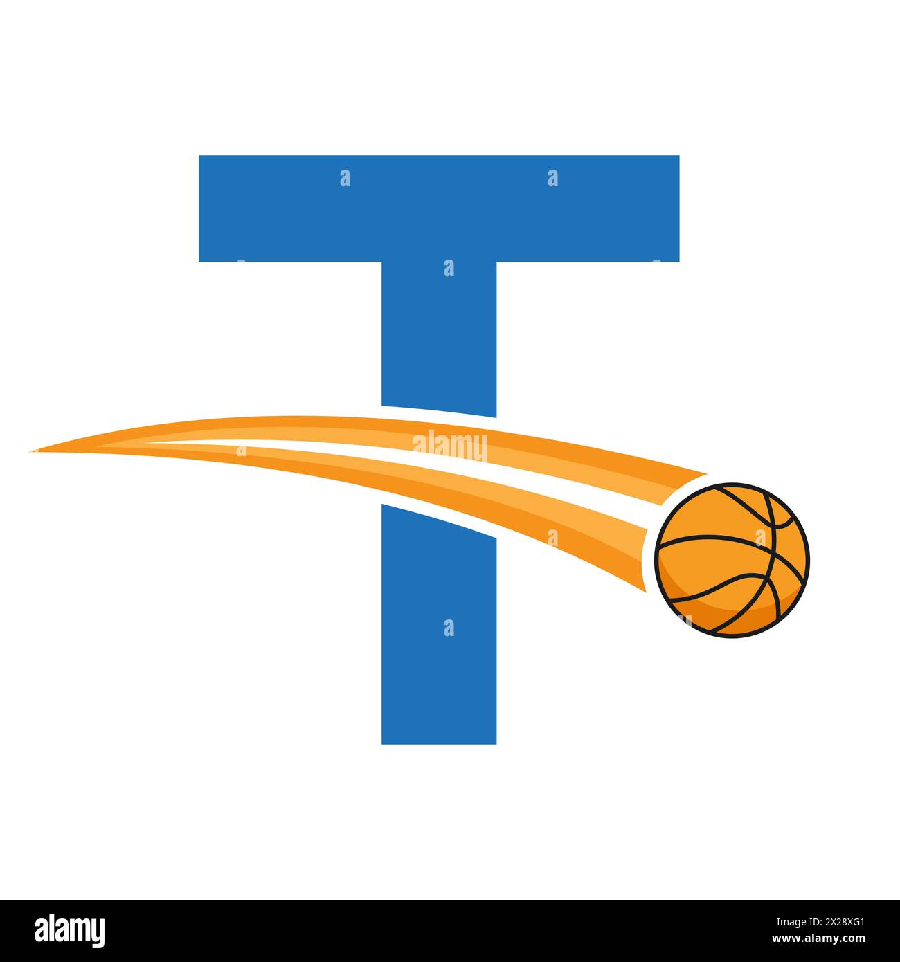 Basketball Logo On Letter T Concept With Moving Basketball Symbol ...
