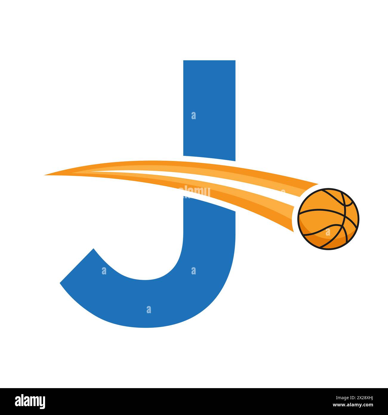 Basketball Logo On Letter J Concept With Moving Basketball Symbol ...