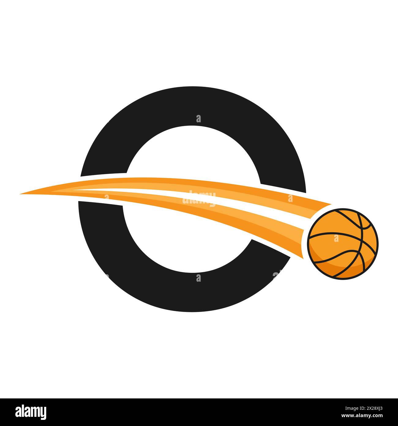 Basketball Logo On Letter O Concept With Moving Basketball Symbol ...