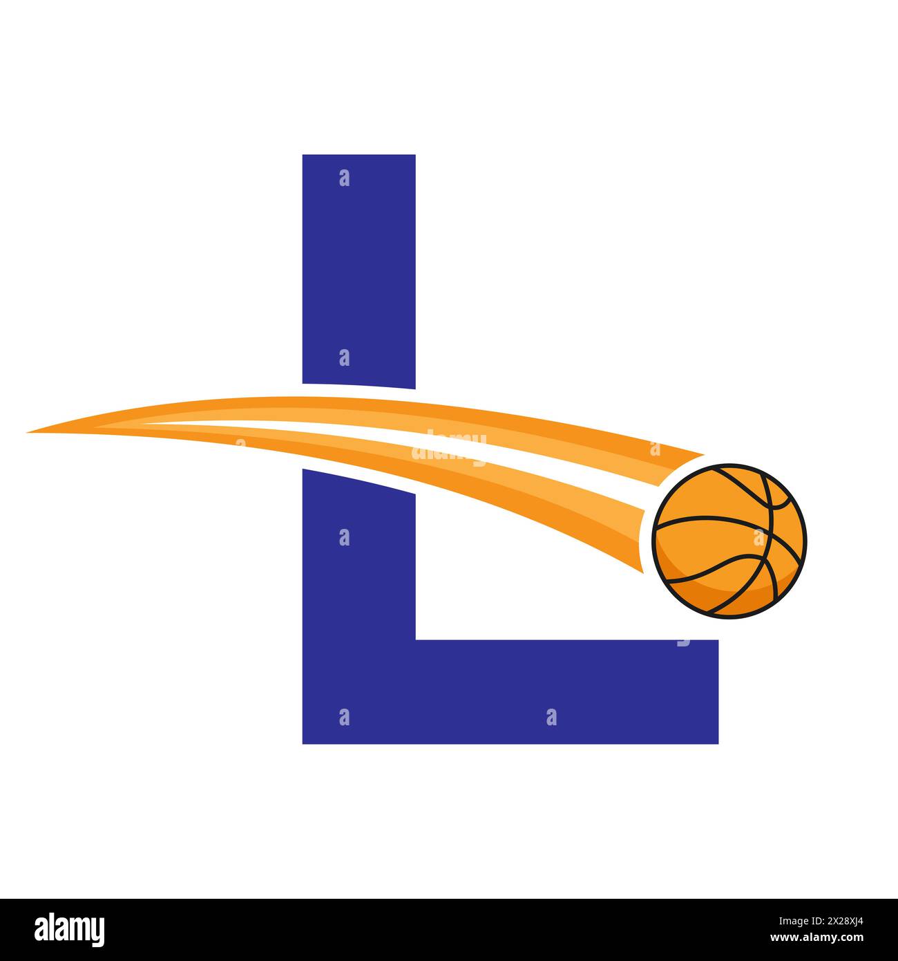 Basketball Logo On Letter L Concept With Moving Basketball Symbol ...
