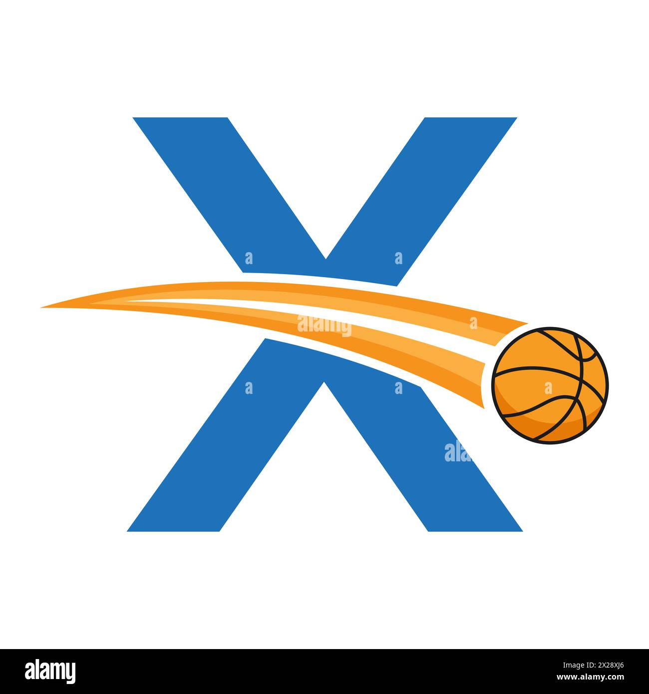 Basketball Logo On Letter X Concept With Moving Basketball Symbol ...
