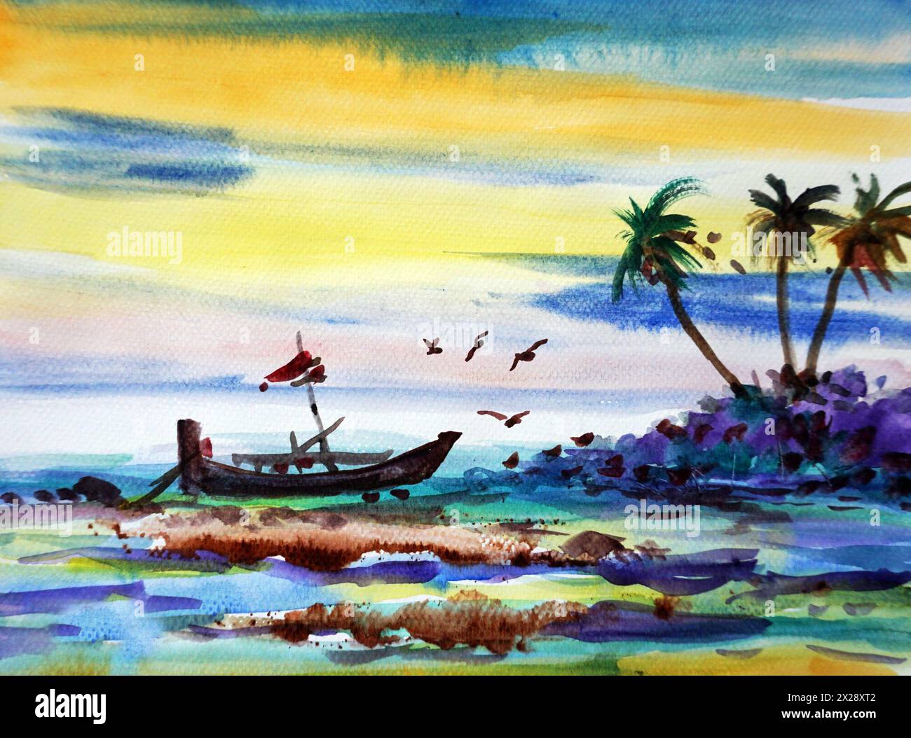 Beach poster painting hi-res stock photography and images - Alamy